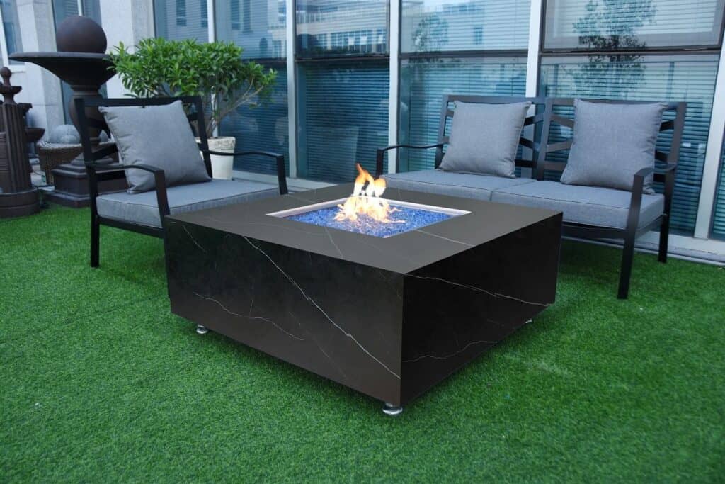 Elementi Sofia Marble Porcelain Fire Table- Propane - Crackle Fireplaces