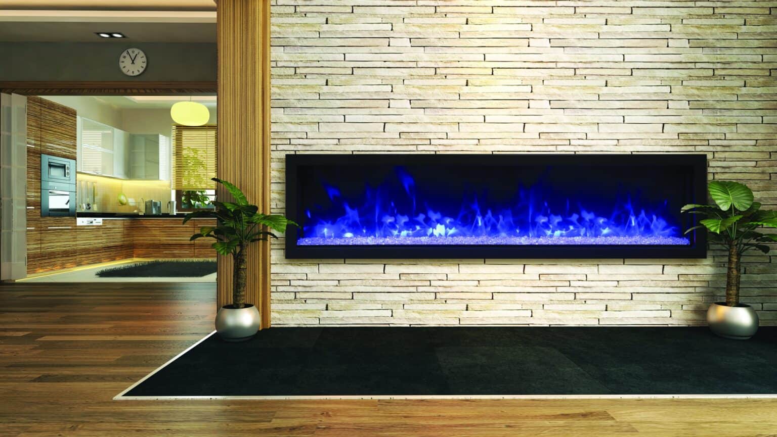 Remii 65" Extra Slim Built-In Electric Fireplace - Crackle Electric ...